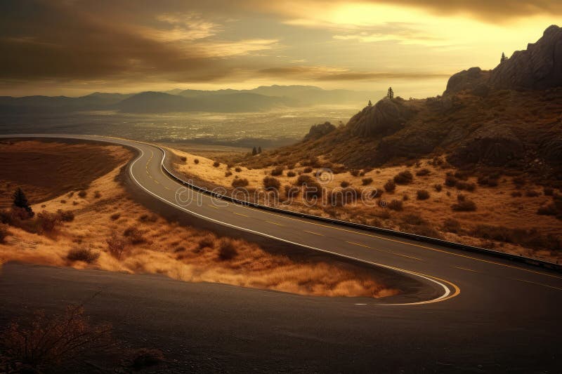 Winding Road Disappearing into the Distant Horizon, Displaying Linear ...