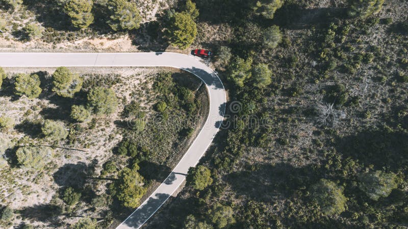 Winding Road of the High Mountain Pass. Drone Aerial View Stock Photo ...
