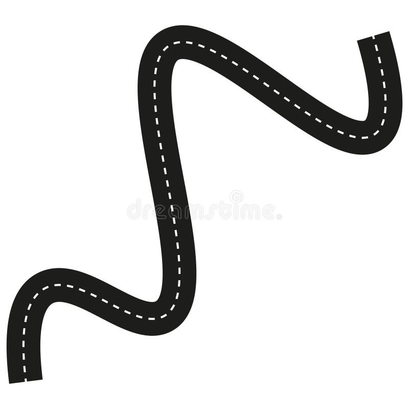 Winding Road Icon. Black and White Vector Illustration. Curved Pathway ...