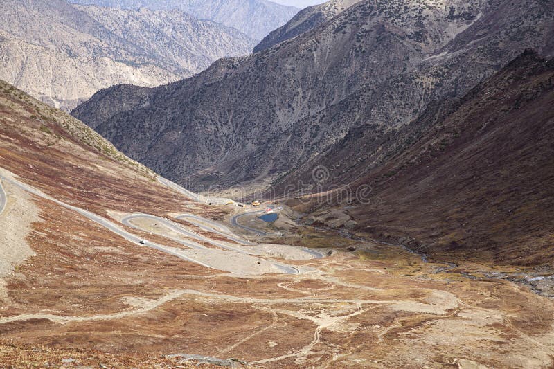 Winding Road among Karakoram Mountains, Babusar Pass, Pakistan Stock ...