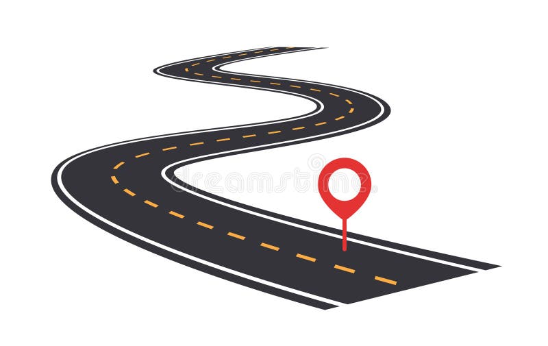 Winding Road with Location Marker. Vector Illustration Stock ...