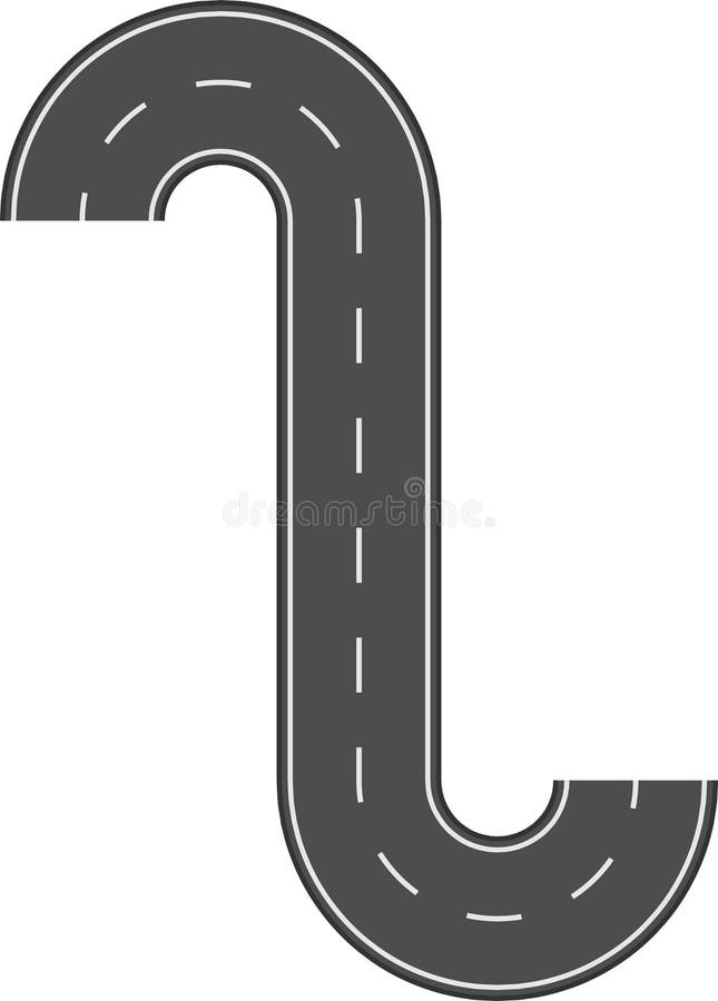 Winding Road Making Two Sharp Turns Creating an S Shape with White ...