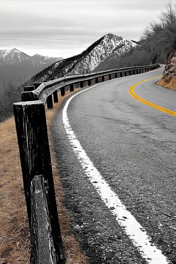 A Winding Road in the Middle of a Mountain Range Stock Image - Image of ...
