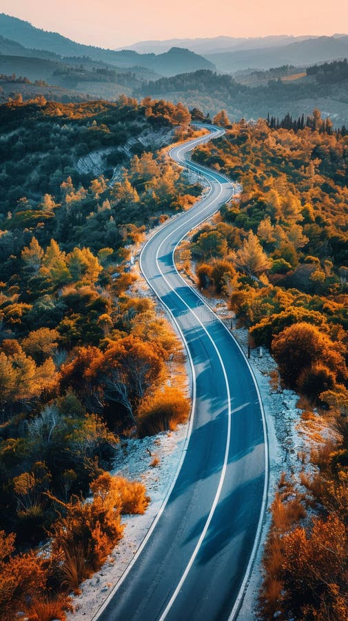 Winding Road through Mountain Range Stock Image - Image of wilderness ...