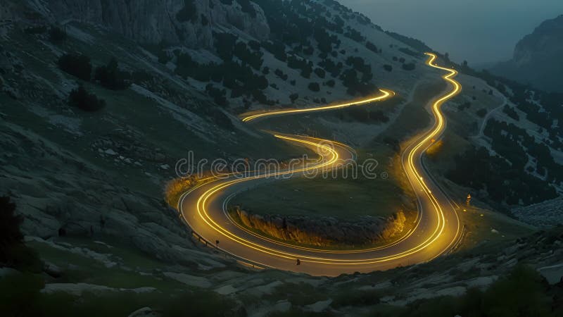 The Winding Road through the Mountains Transforms into a Canvas of ...