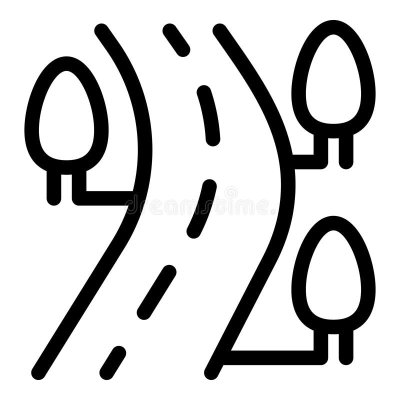 Winding Road Passing through a Forest Icon Illustration Stock ...