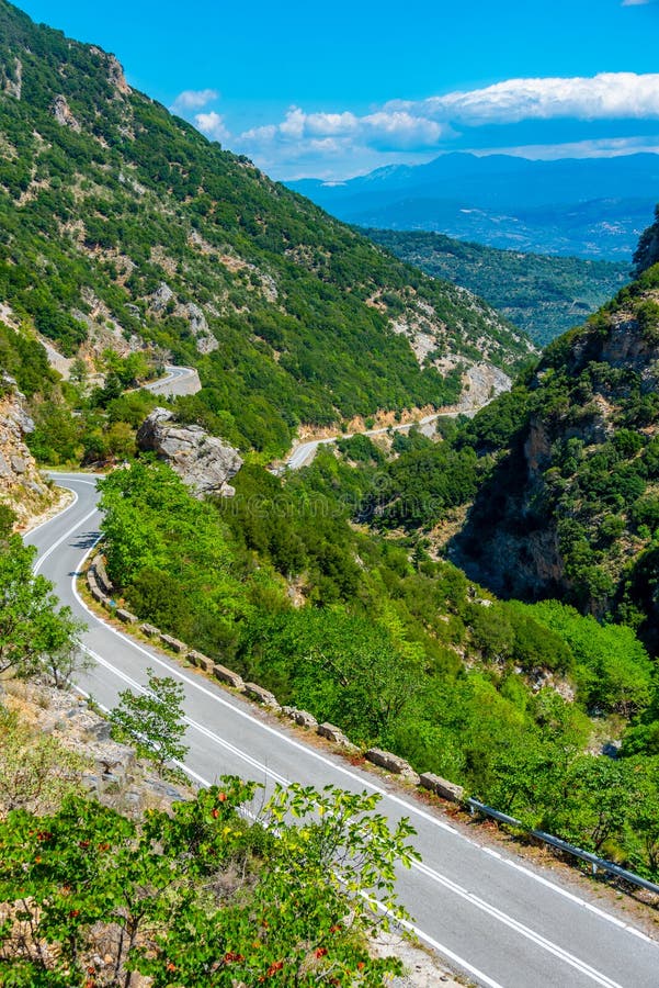 Winding Road Passing through Langada Pass in Greece Stock Image - Image ...