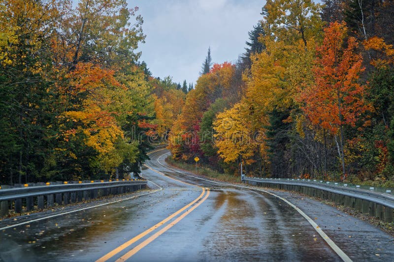 A Winding Road on a Rainy Fall Day Stock Photo - Image of indian ...