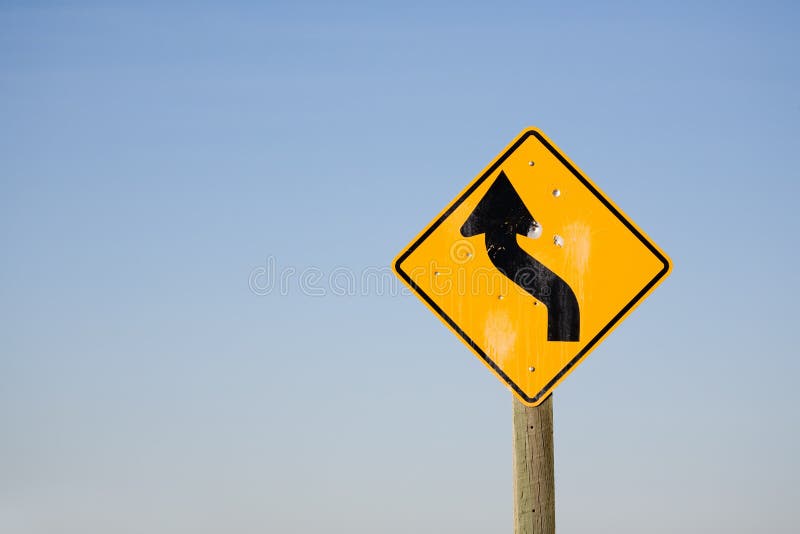 Road Sign Right Turn One Way Stock Image - Image of sign, arrow: 9846755