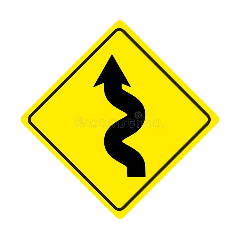 Winding Road Sign. Illustration Vector of Winding Road Sign Stock ...