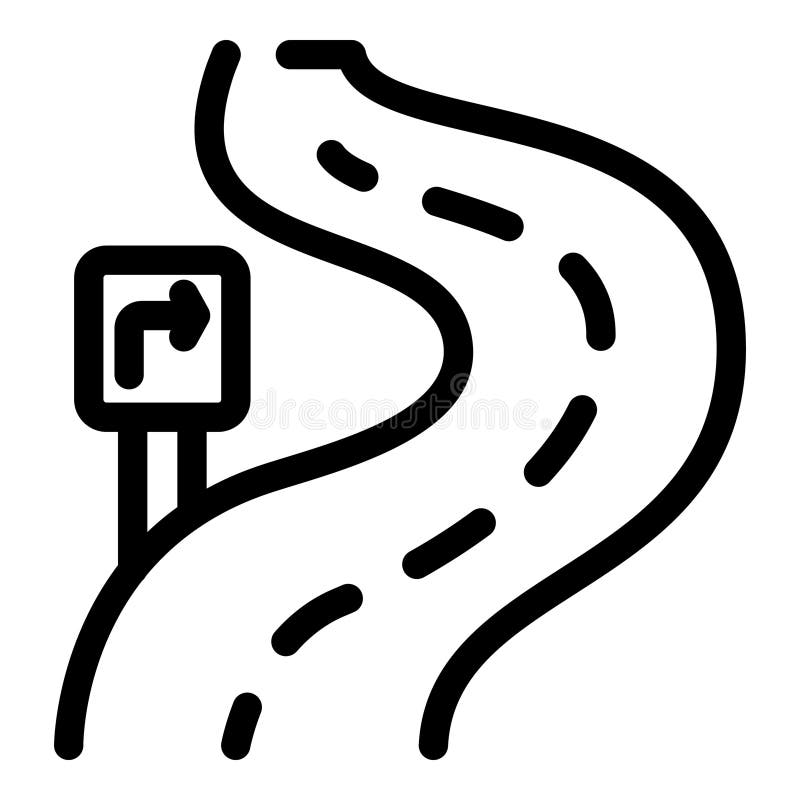 Winding Road Sign Showing Turning Direction Along Path Stock Vector ...
