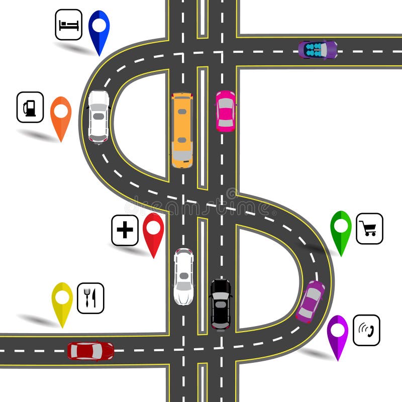 Road Infographics. Winding Road with 3d Signs. the Path Specifies the ...