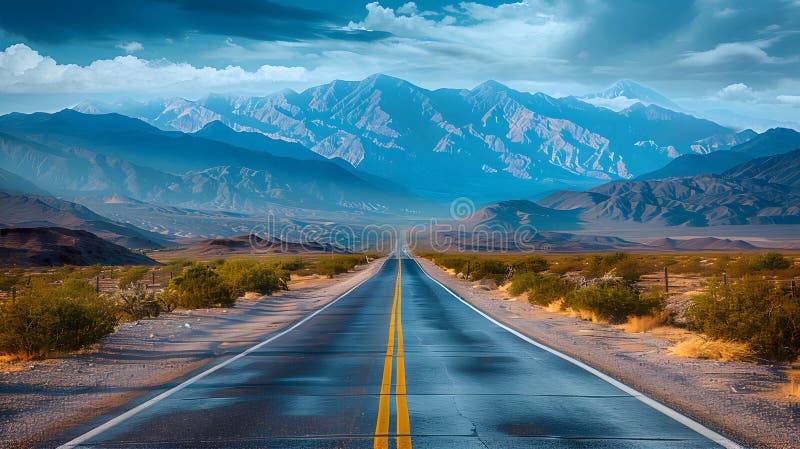 A Road that Stretches in the Middle of Nature S Mountains. Stock Image ...