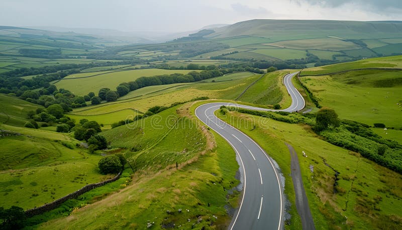 Winding Road, Top View of Beautiful Aerial View of Asphalt Road ...