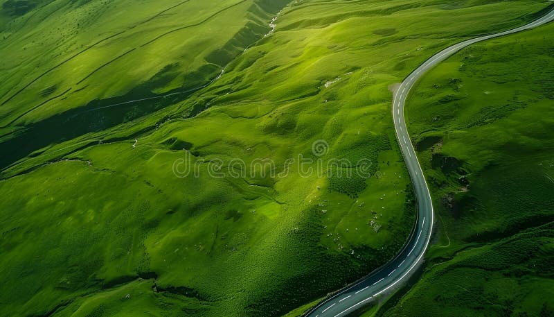 Winding Road, Top View of Beautiful Aerial View of Asphalt Road ...