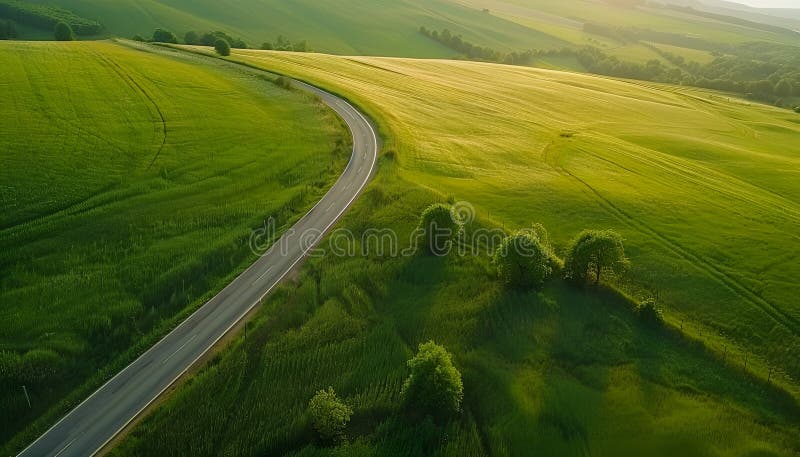 Winding Road, Top View of Beautiful Aerial View of Asphalt Road ...