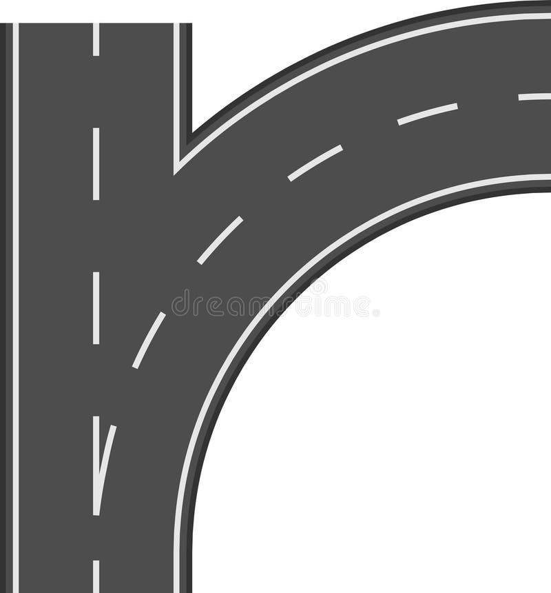 Winding Road Turning with Clearly Marked Lane Lines on a Smooth Asphalt ...