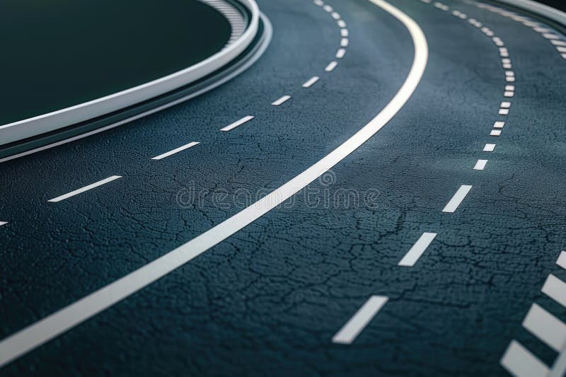 A Winding Road with White Lines and Markings Stock Photo - Image of ...