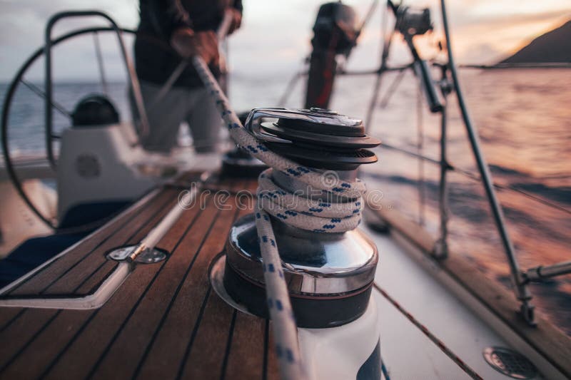 Winding rope on winch stock image. Image of deck, nautical - 287302055