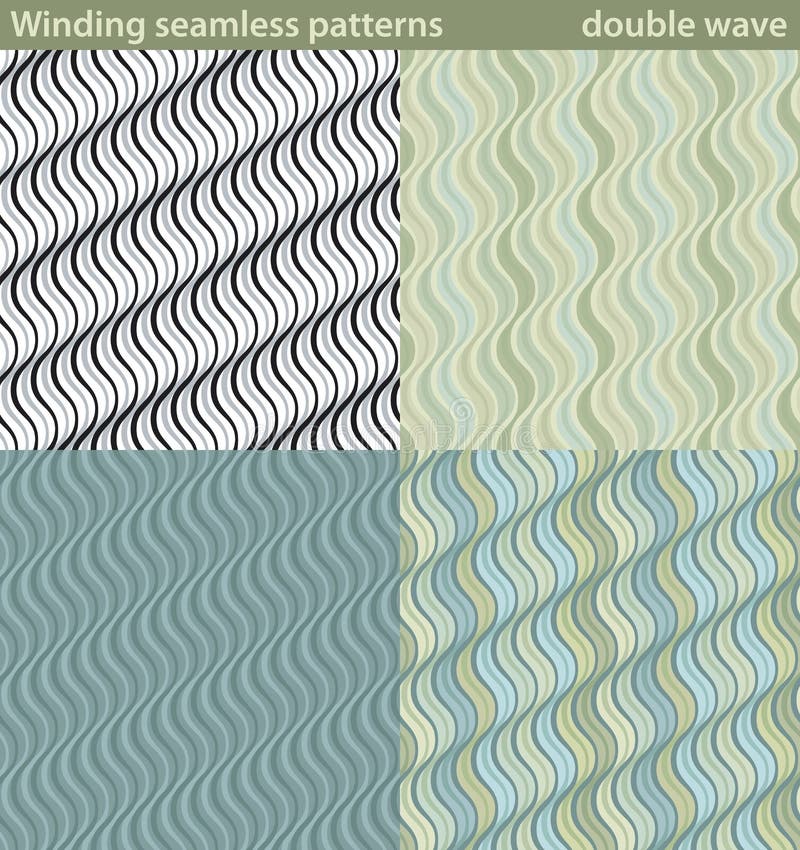 Winding Seamless Patterns, Double Wave Stock Vector - Illustration of ...