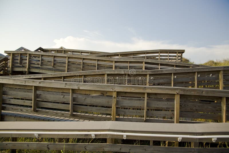 Winding Set of Wooden Ramps on Beach Stock Image - Image of wooden ...