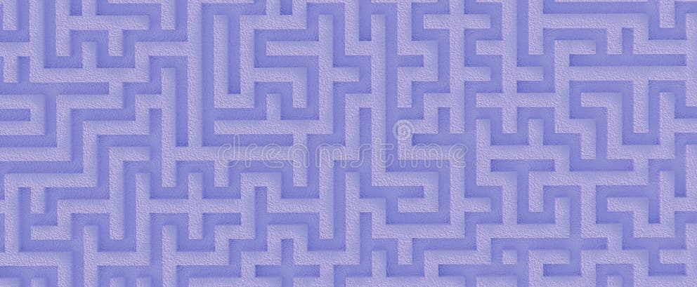 Winding Stone Labyrinth. Blue Empty Puzzle with 3d Render White Sand ...