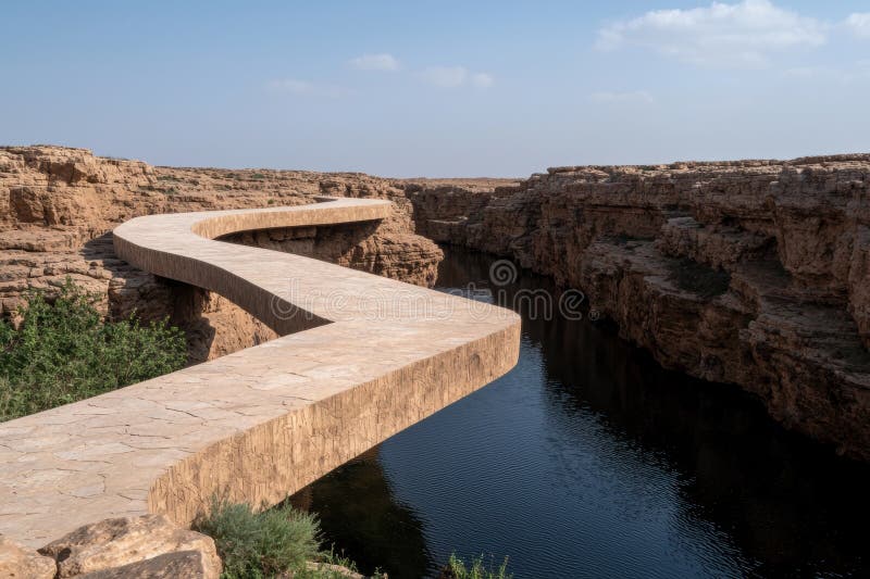 A Winding Stone Path Bridges a Canyon. Stock Illustration ...