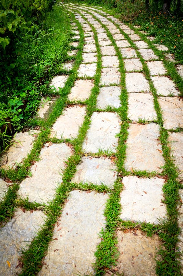 Winding Stone Pathway in a Park Stock Image - Image of scene, footpath ...