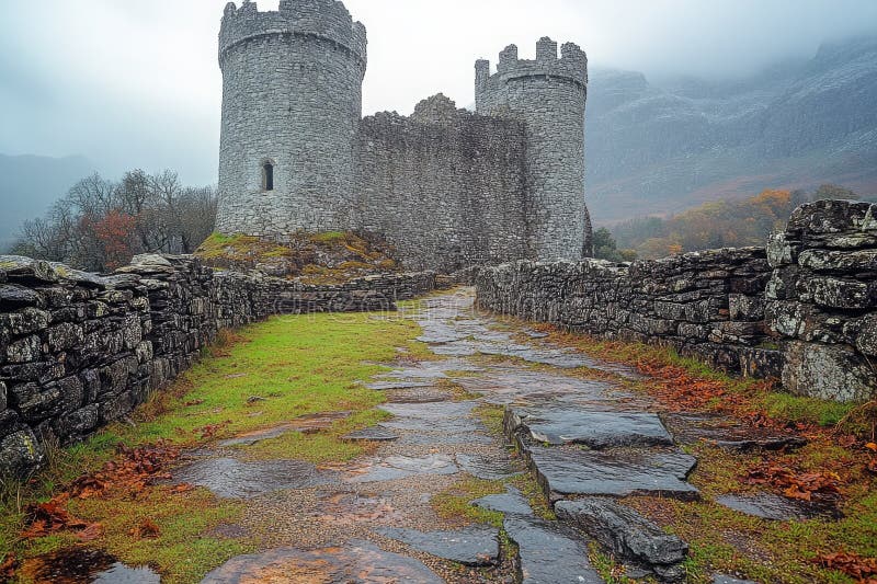 A Winding Stone Path Leads To a Medieval-style Castle Nestled in the ...