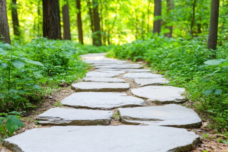 Peaceful Stone Pathway Winding Lush Green Park Serene Summer Escape ...