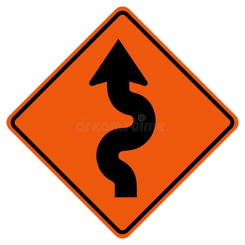 Winding Traffic Road Symbol Sign Isolate on White Background,Vector ...