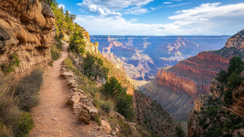 A Winding Trail Along the Rim of the Grand Canyon Stock Illustration ...