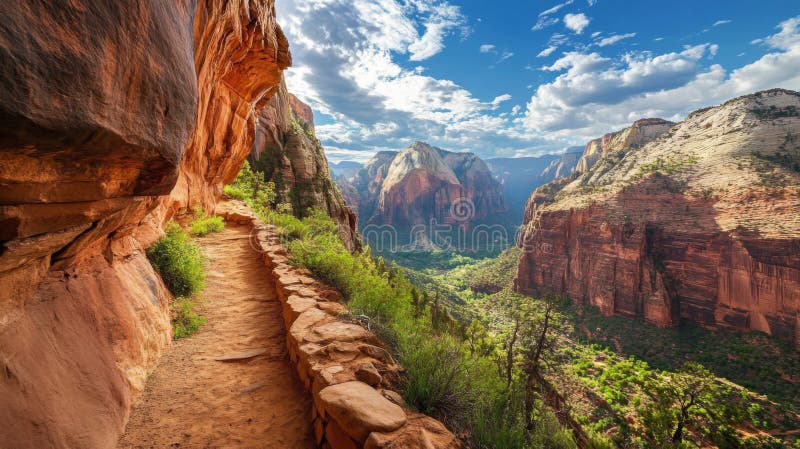 A Winding Trail Leading To the Valley Below in a Rugged Canyon Stock ...