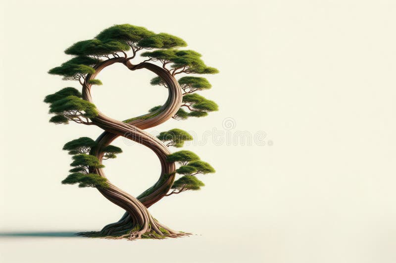 Winding Trees in the Shape of a Figure-eight. Space for Text. Stock ...