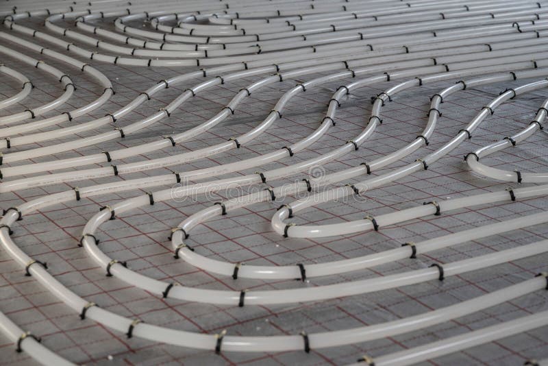 Winding Tubes of the Hydronic Radiant Heating System on the Floor Stock ...