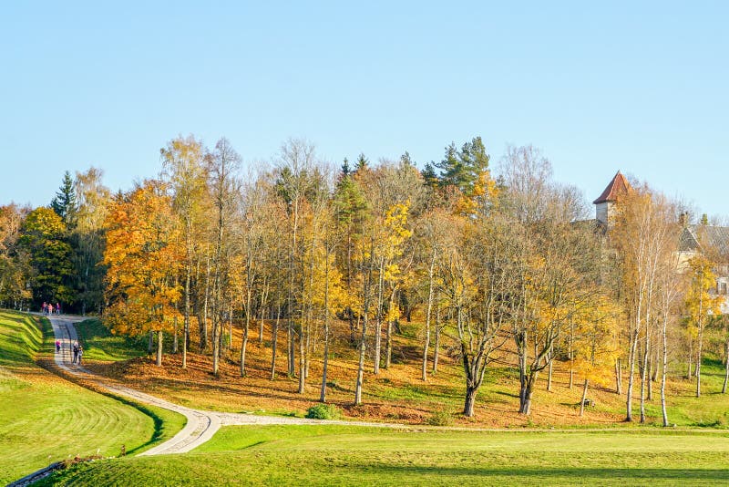 Winding Walking Path To the Nature Park in the Fall Stock Image - Image ...