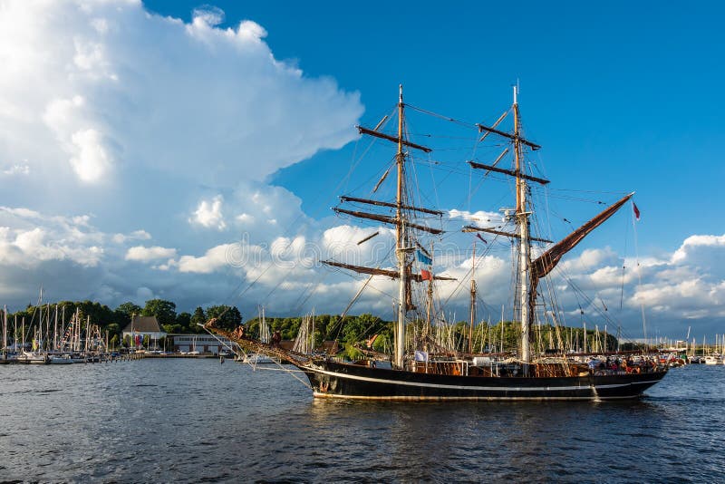 Windjammer on the Hanse Sail in Rostock, Germany Stock Photo - Image of ...