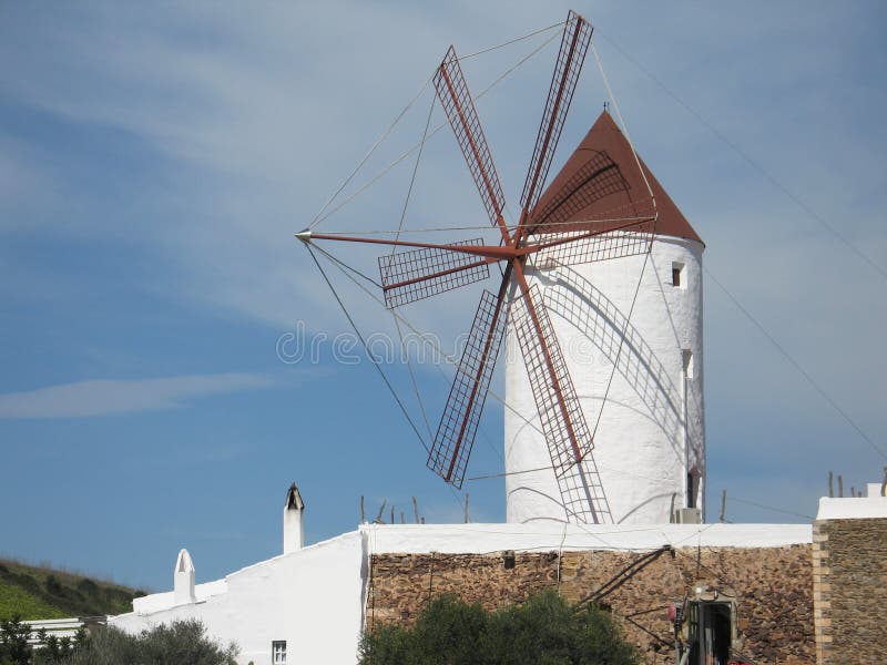 Windmill stock image. Image of mill, blue, mediterranean - 10728487