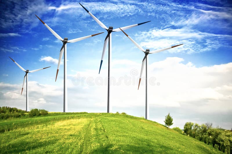 Windmill stock image. Image of green, summer, environment - 12389975
