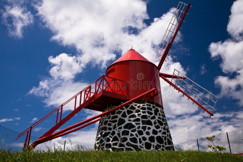 Red windmill stock image. Image of atlantic, architecture - 18930897
