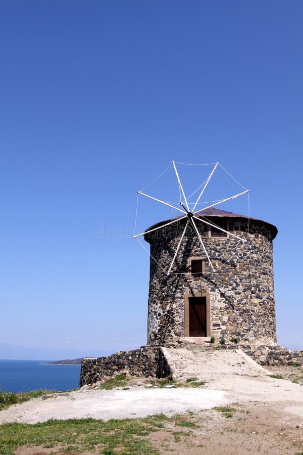 Greece/Patmos: the Mills of Chora Stock Image - Image of culture ...