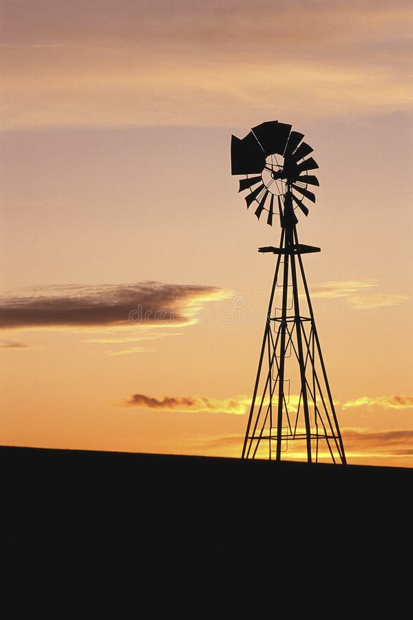 Windmill Sunset stock image. Image of orange, drought - 16932247