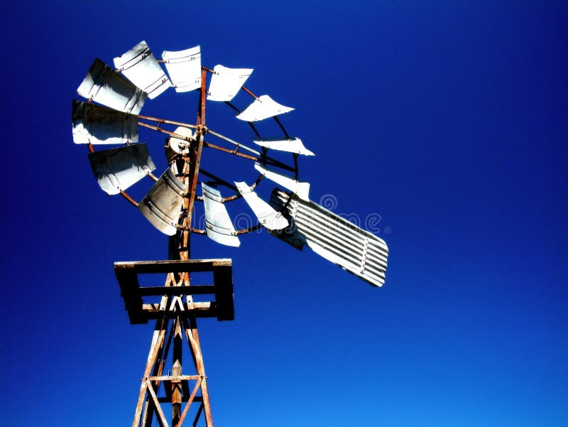 Windmill on blue sky stock image. Image of ranch, side - 359965