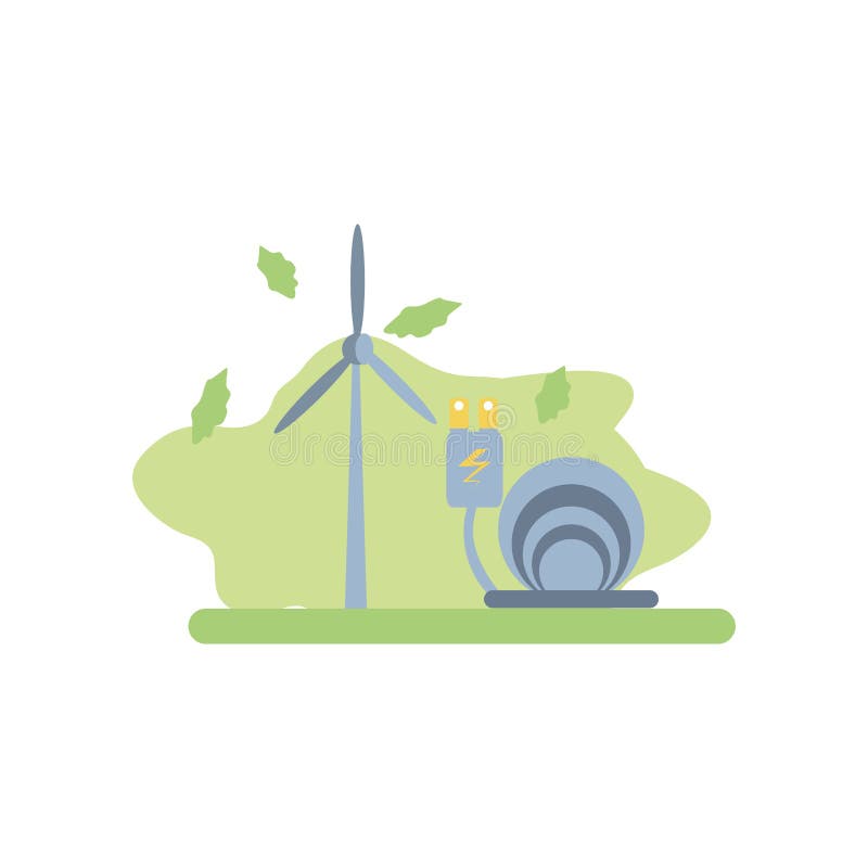 Windmill Air Power with Energy Plugs Stock Illustration - Illustration ...