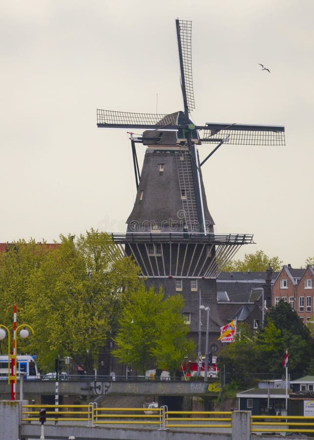 A Windmill in Amsterdam, Netherlands Editorial Photo - Image of ...