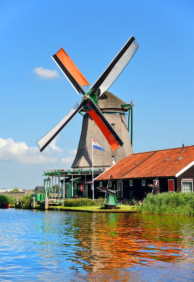 Windmill in Amsterdam stock photo. Image of tourism, architecture ...