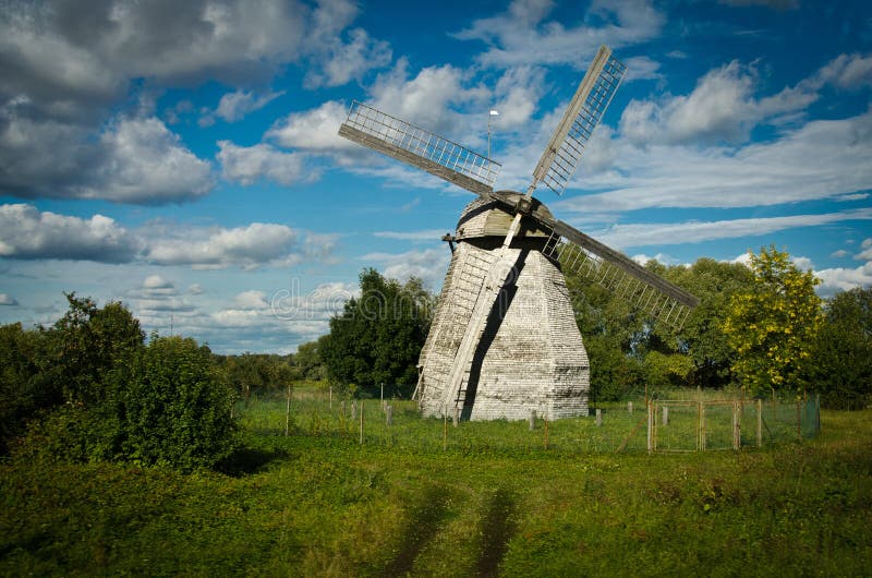 Russian Wooden Windmill stock image. Image of outdoors - 33439783