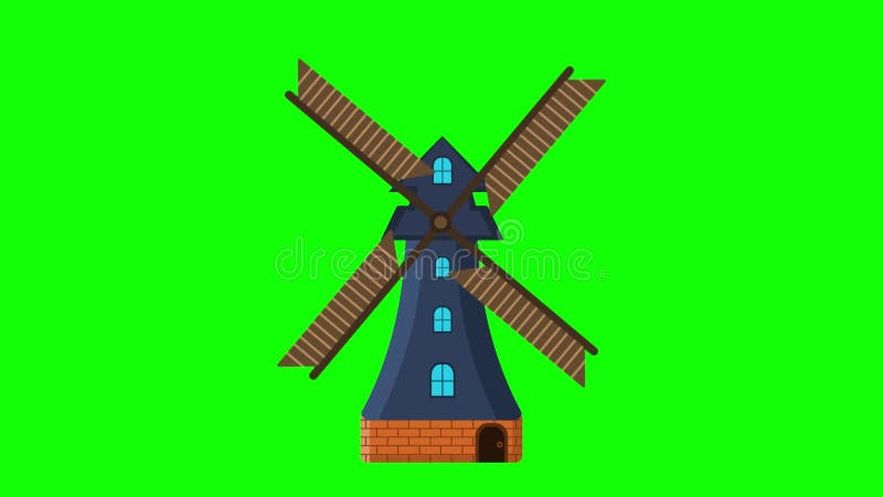 Windmill Animation Green Screen for Design Project Stock Video - Video ...