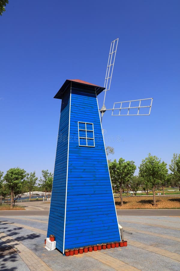 Windmill Architecture Landscape in the Park Stock Photo - Image of ...
