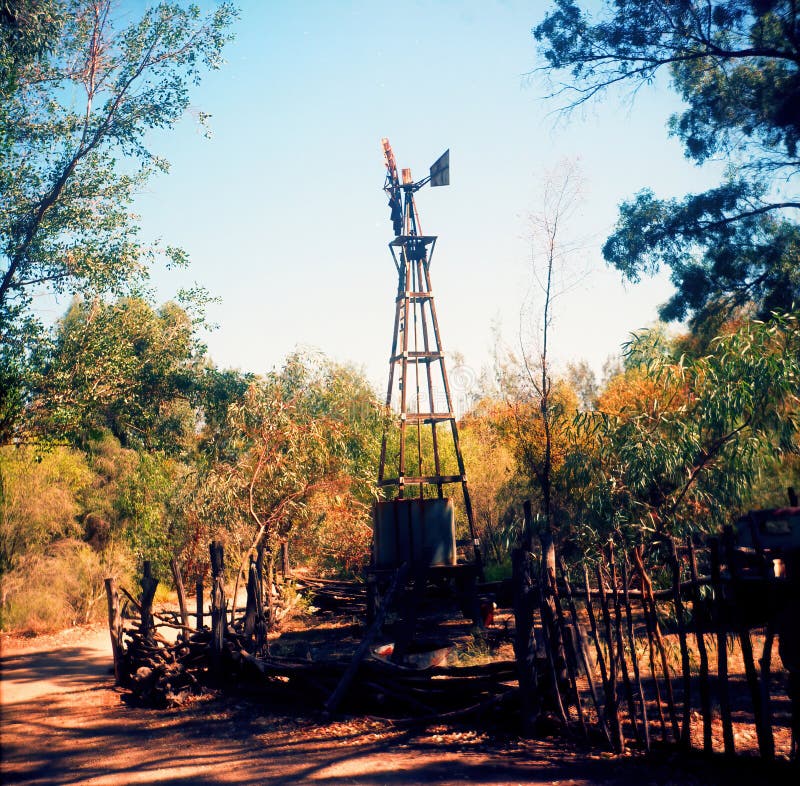 Windmill, Arizona Ranch Created on Film Stock Photo - Image of sonora ...